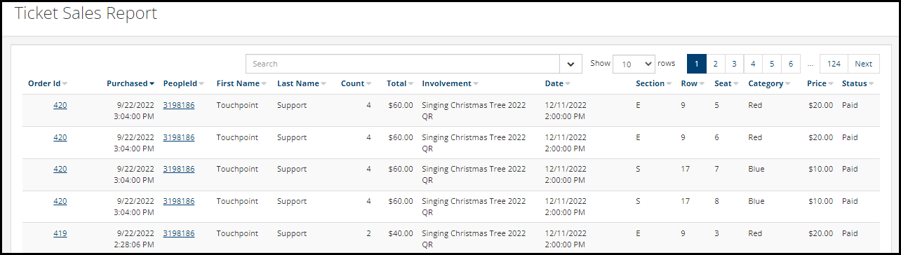 Touchpoint Software Documentation | Ticketing Report